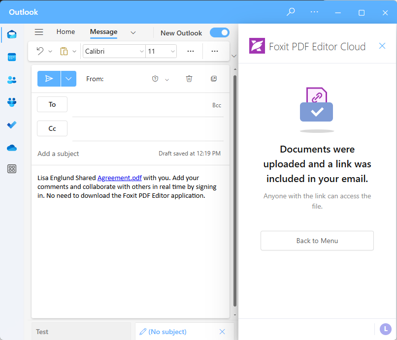 Foxit PDF Editor Cloud for Microsoft Outlook Guide