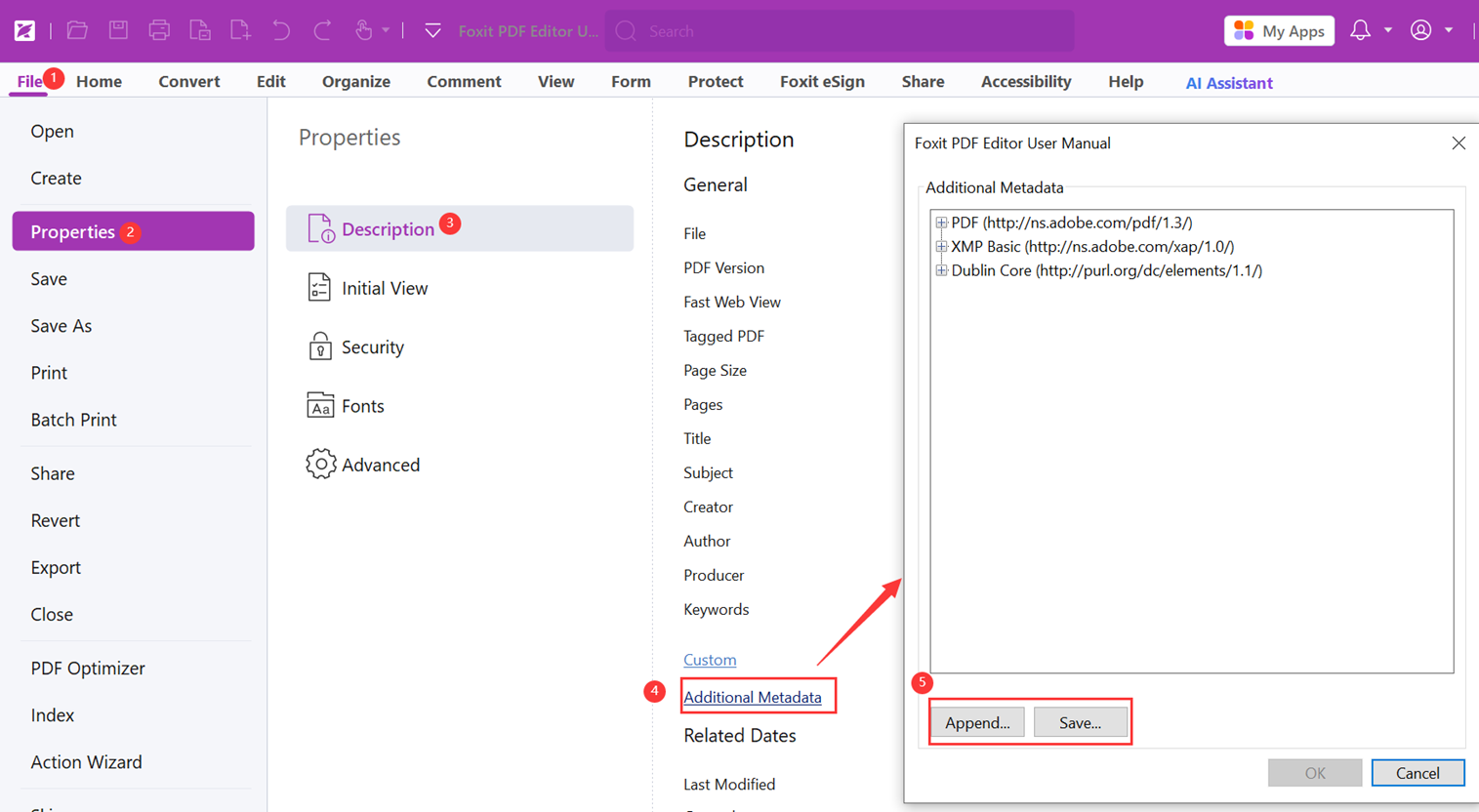 How to upload and attach XMP files into a PDF file in Foxit PDF Editor?